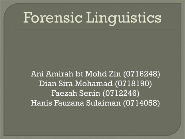 Forensic linguistics | PPT