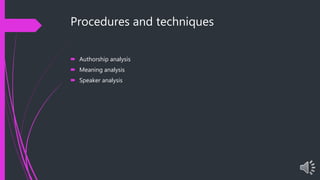 Forensic linguistics ppt by roshna | PPTX