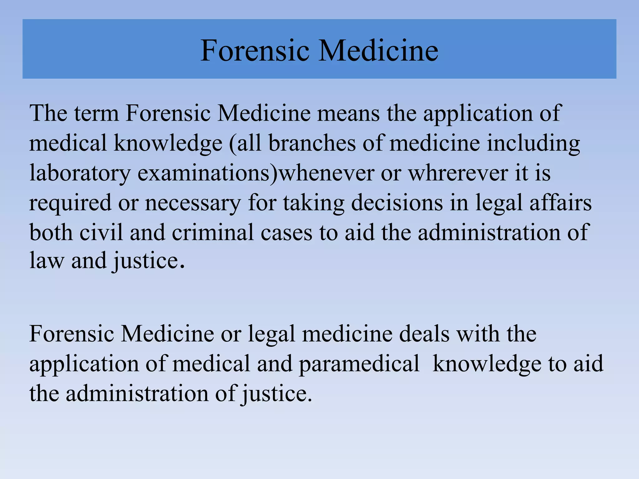 Forensic medicine and its branches | PDF