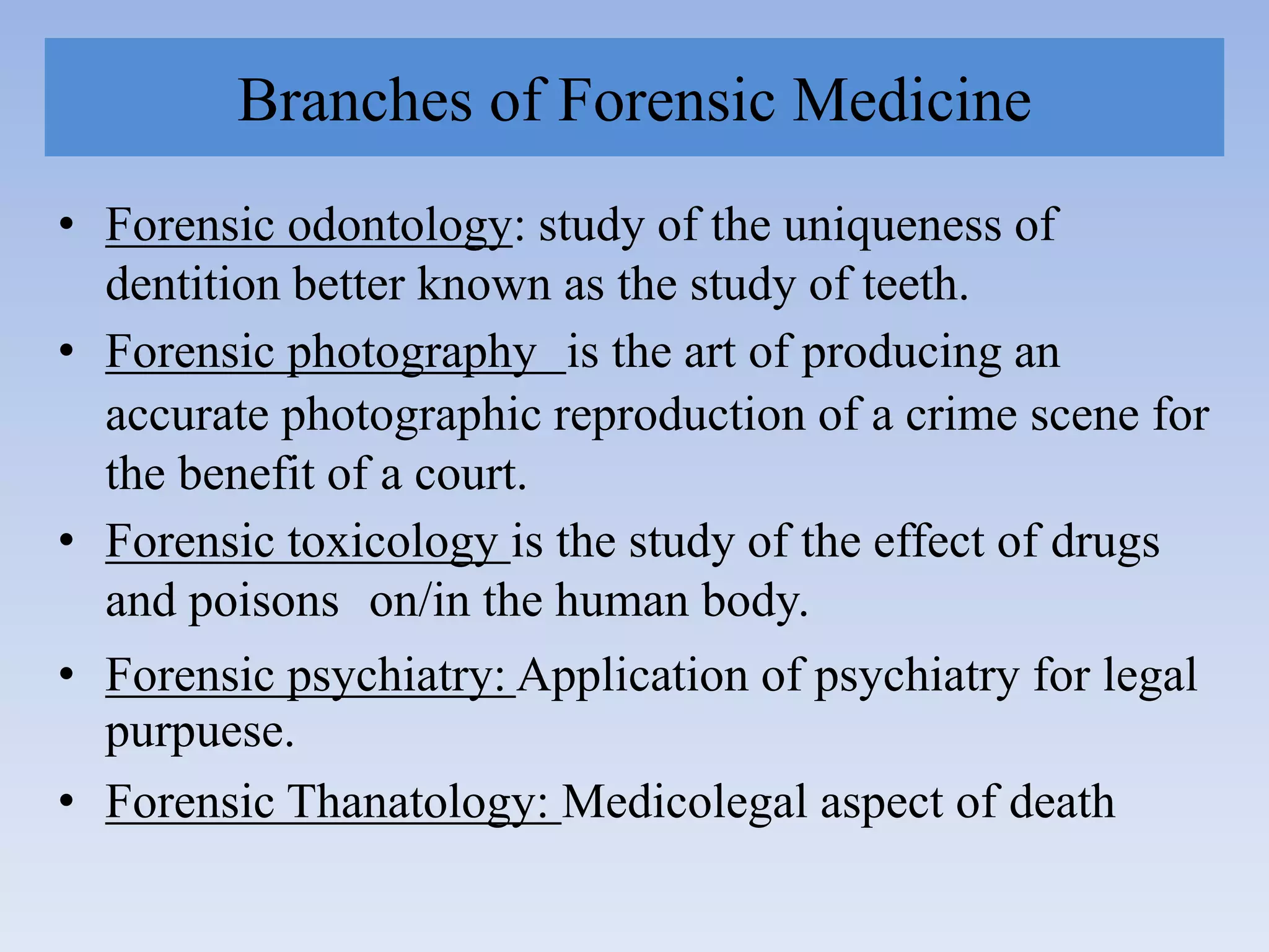 Forensic medicine and its branches | PDF