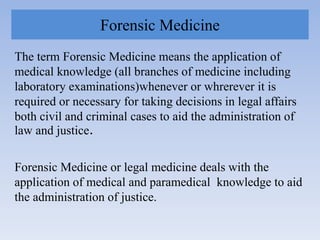Forensic medicine and its branches | PDF