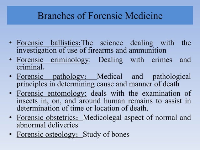 Forensic medicine and its branches | PDF | Medical Tests | Medical Health