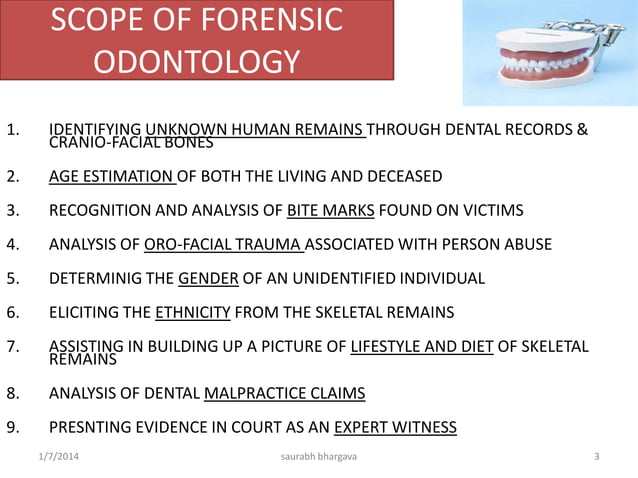 Forensic Odontology | PPTX | Dental Health | Diseases and Conditions