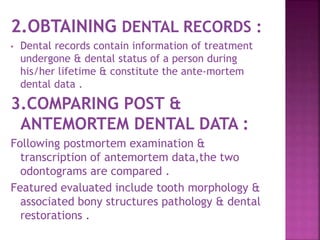 Forensic odontology | PPTX | Dental Health | Diseases and Conditions