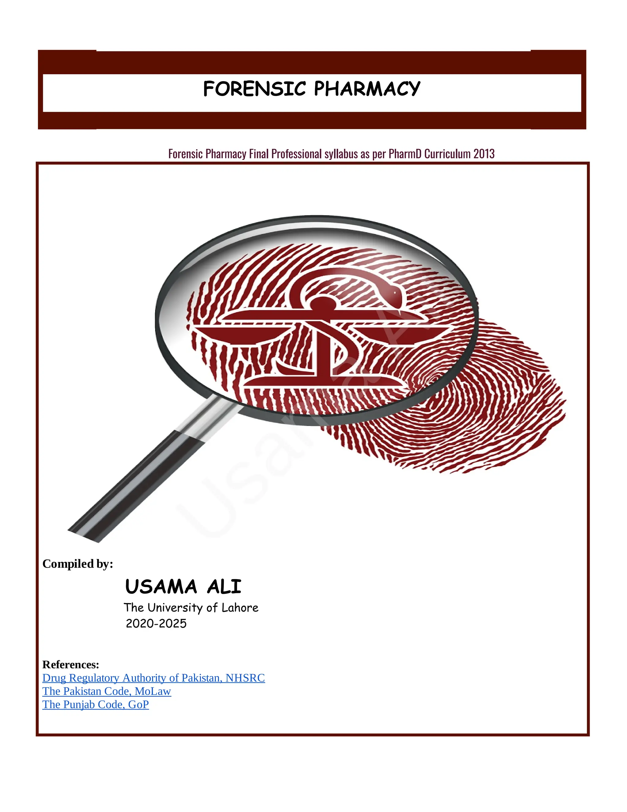 Forensic Pharmacy - Final Professional Complete Syllabus - PharmD.pdf