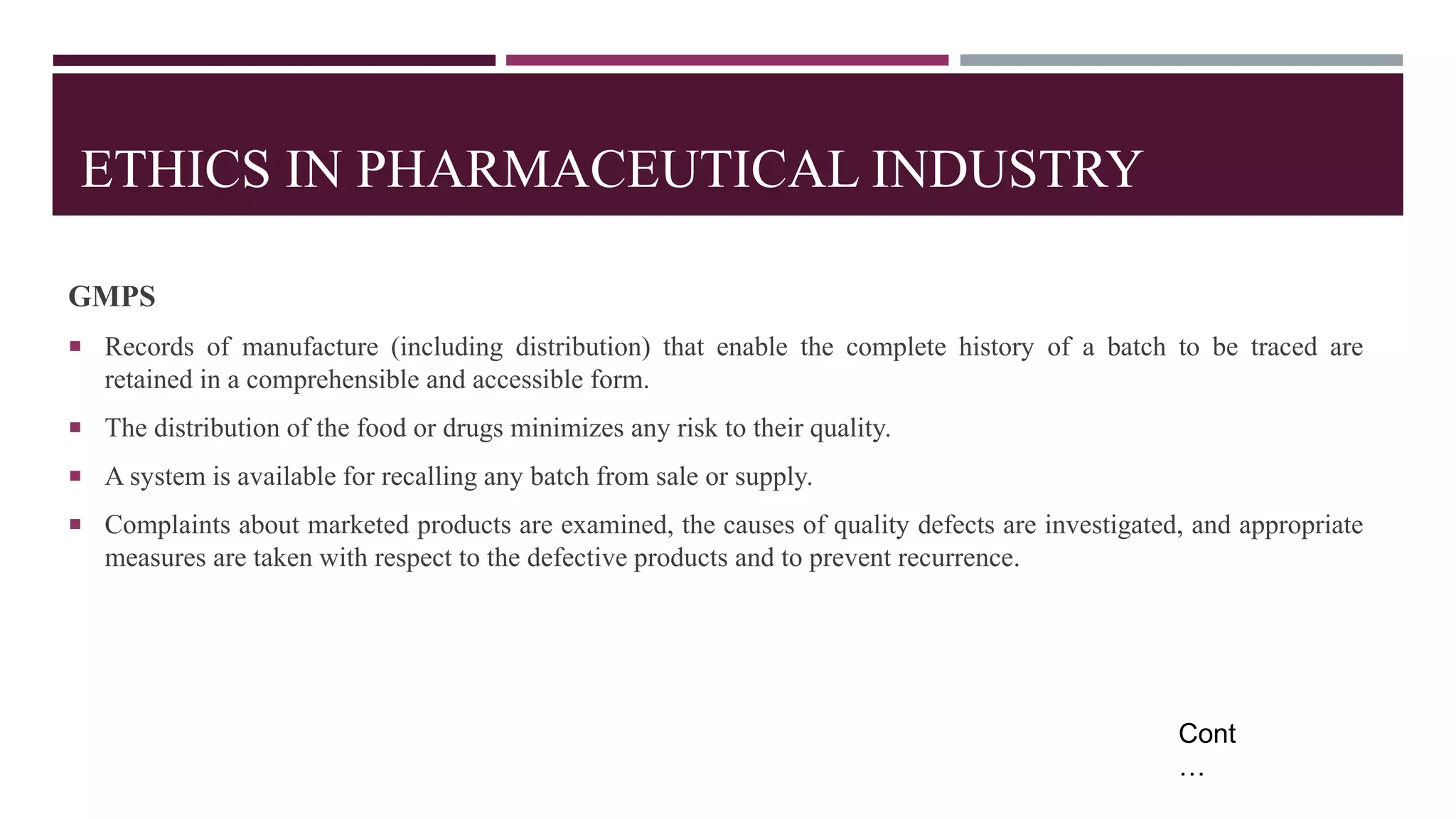 Ethics in pharma industry | PPTX