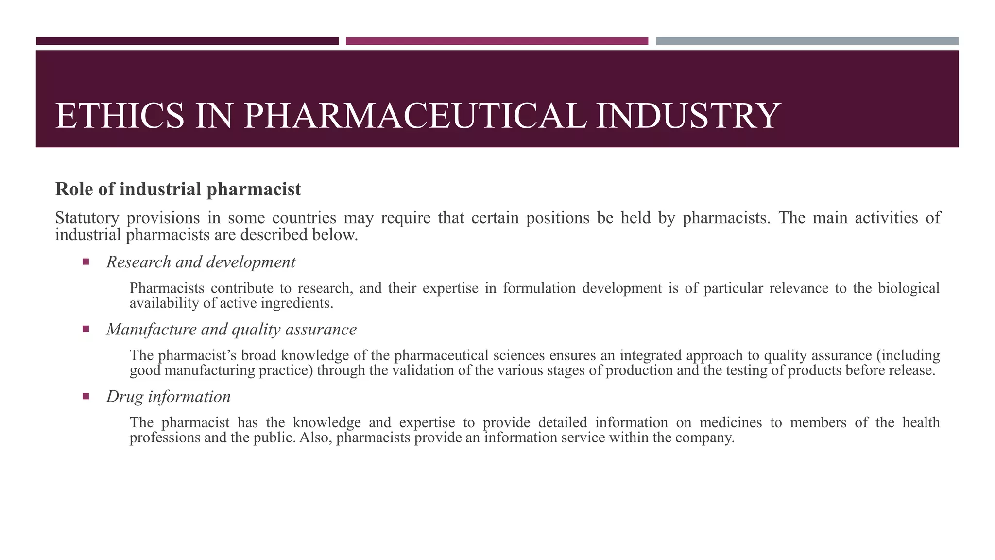 Ethics in pharma industry | PPTX