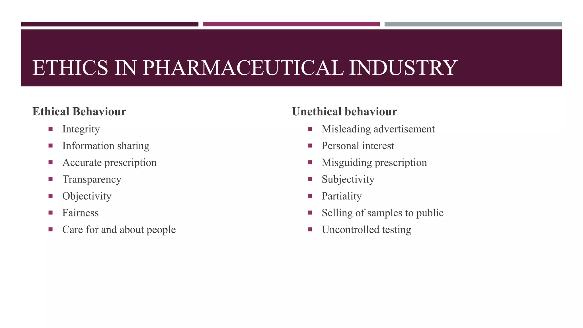 Ethics in pharma industry | PPTX