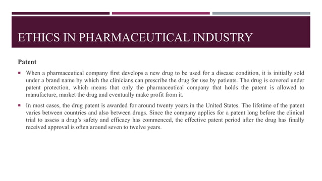Ethics in pharma industry | PPTX