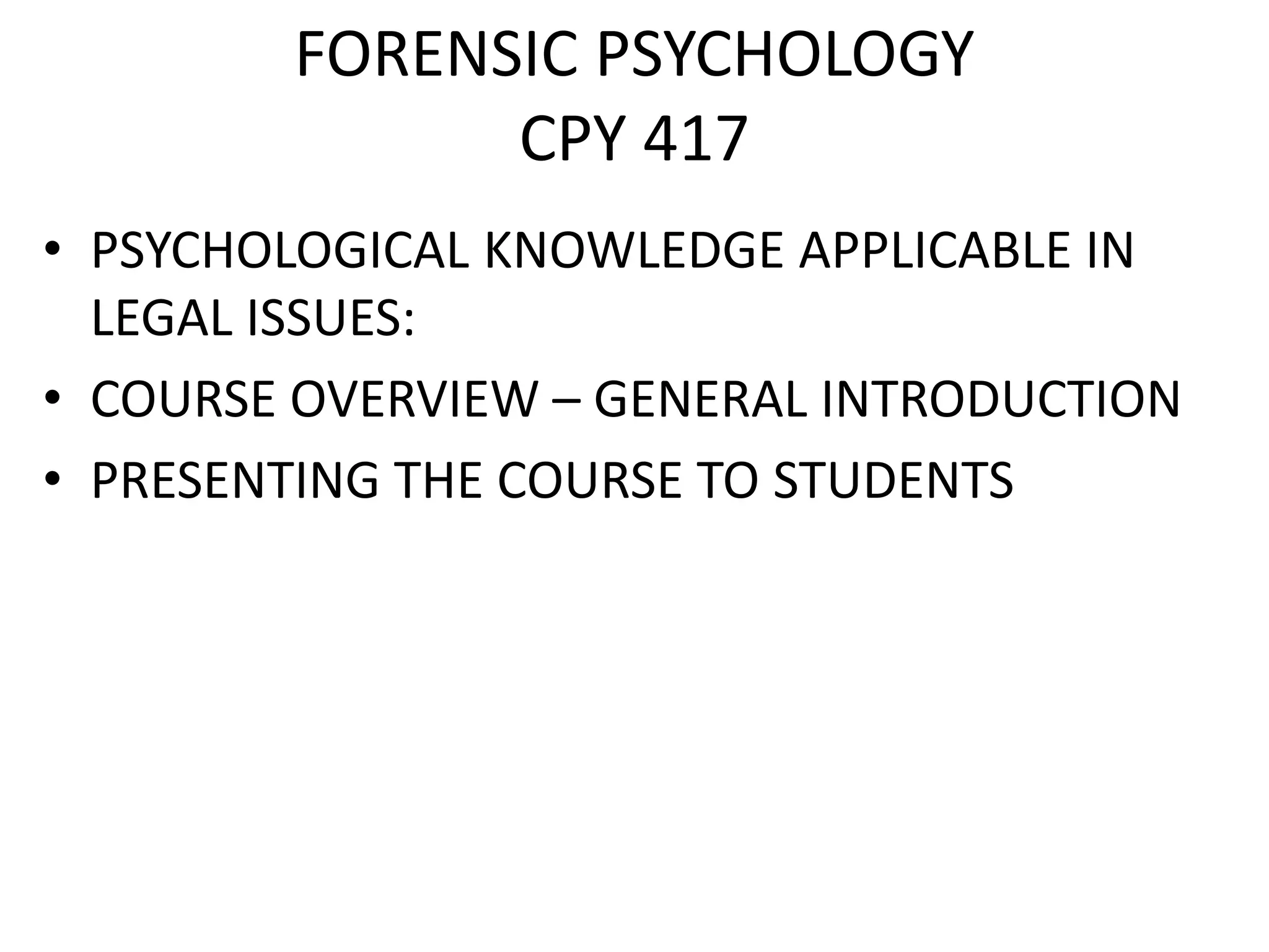forensic psychology introduction | PPT