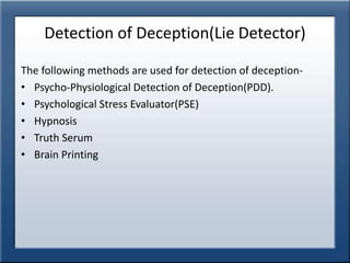 Forensic psychology detection of deception | PPTX