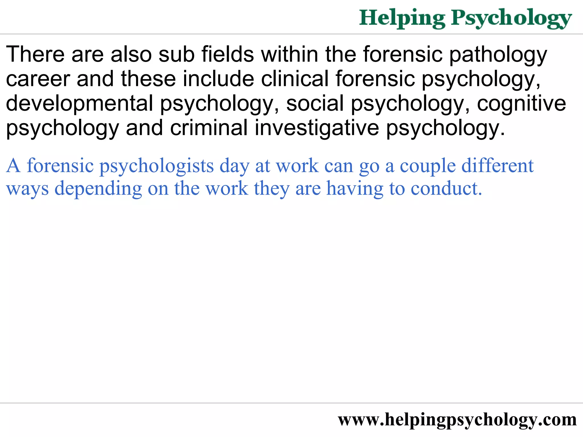 Forensic Psychology Careers | PPT | Law
