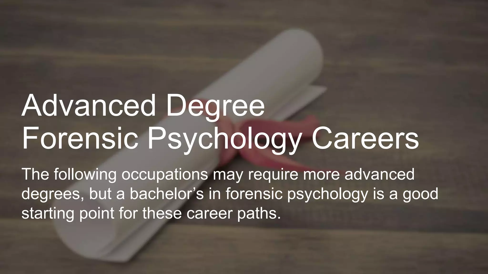 Forensic Psychology Career Guide | PPTX