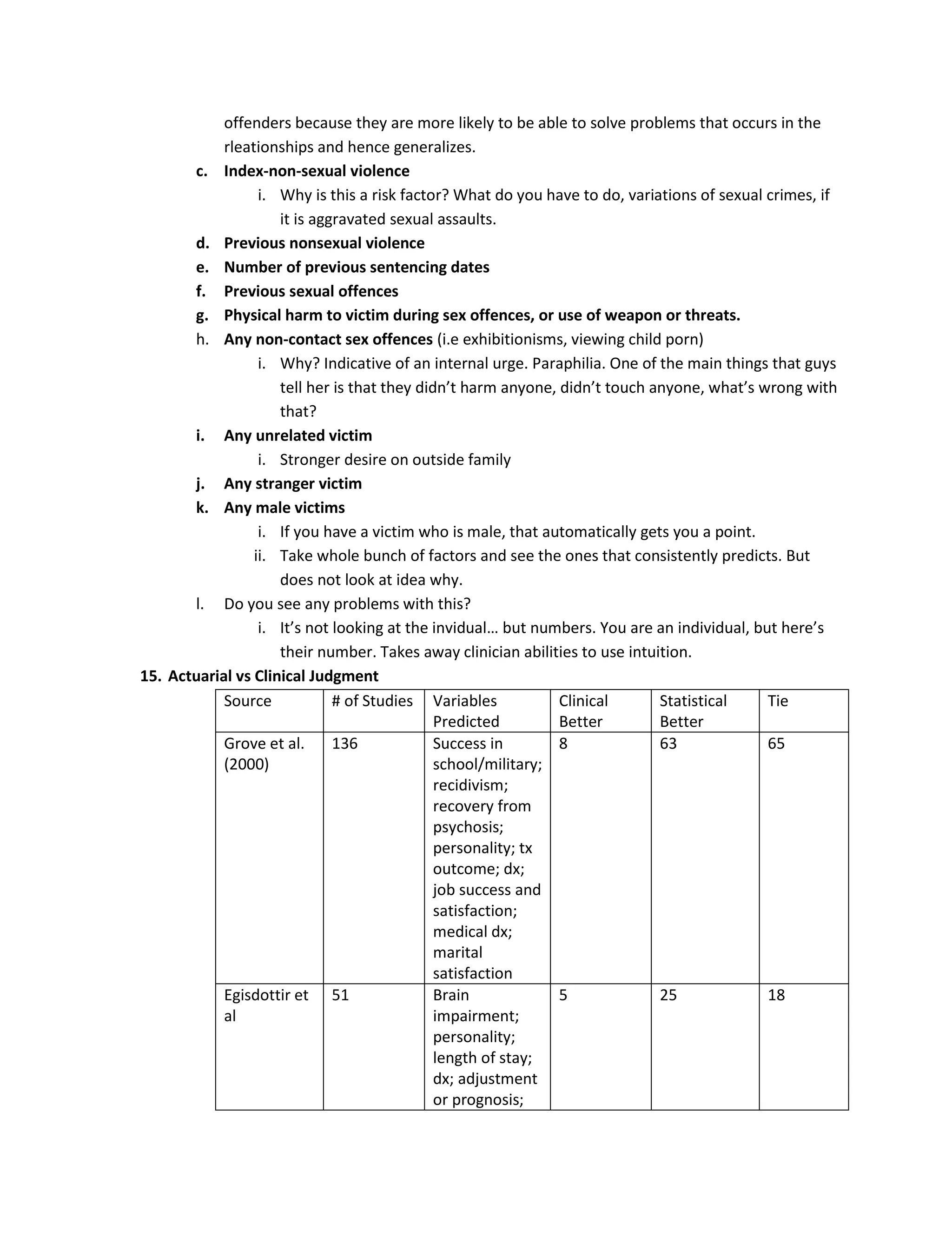 Forensic Psychology: Lecture Notes on Risk Assessment | DOCX