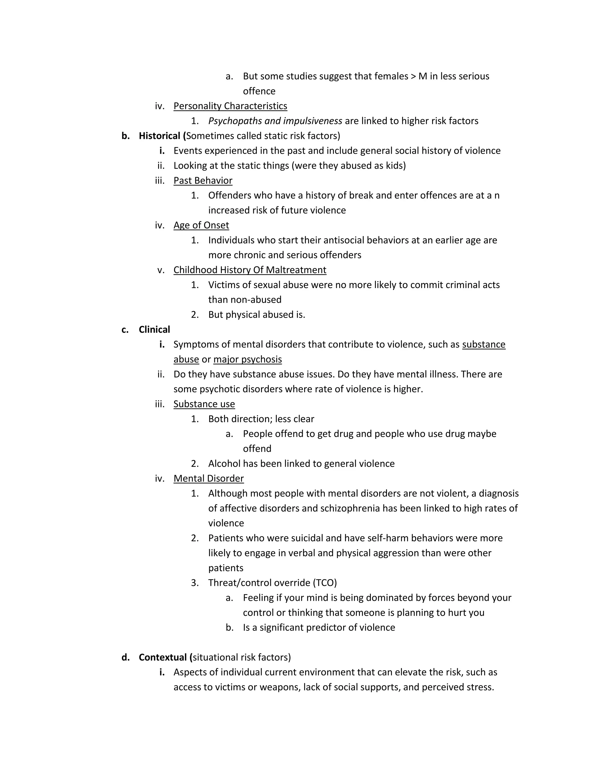 Forensic Psychology: Lecture Notes on Risk Assessment | DOCX