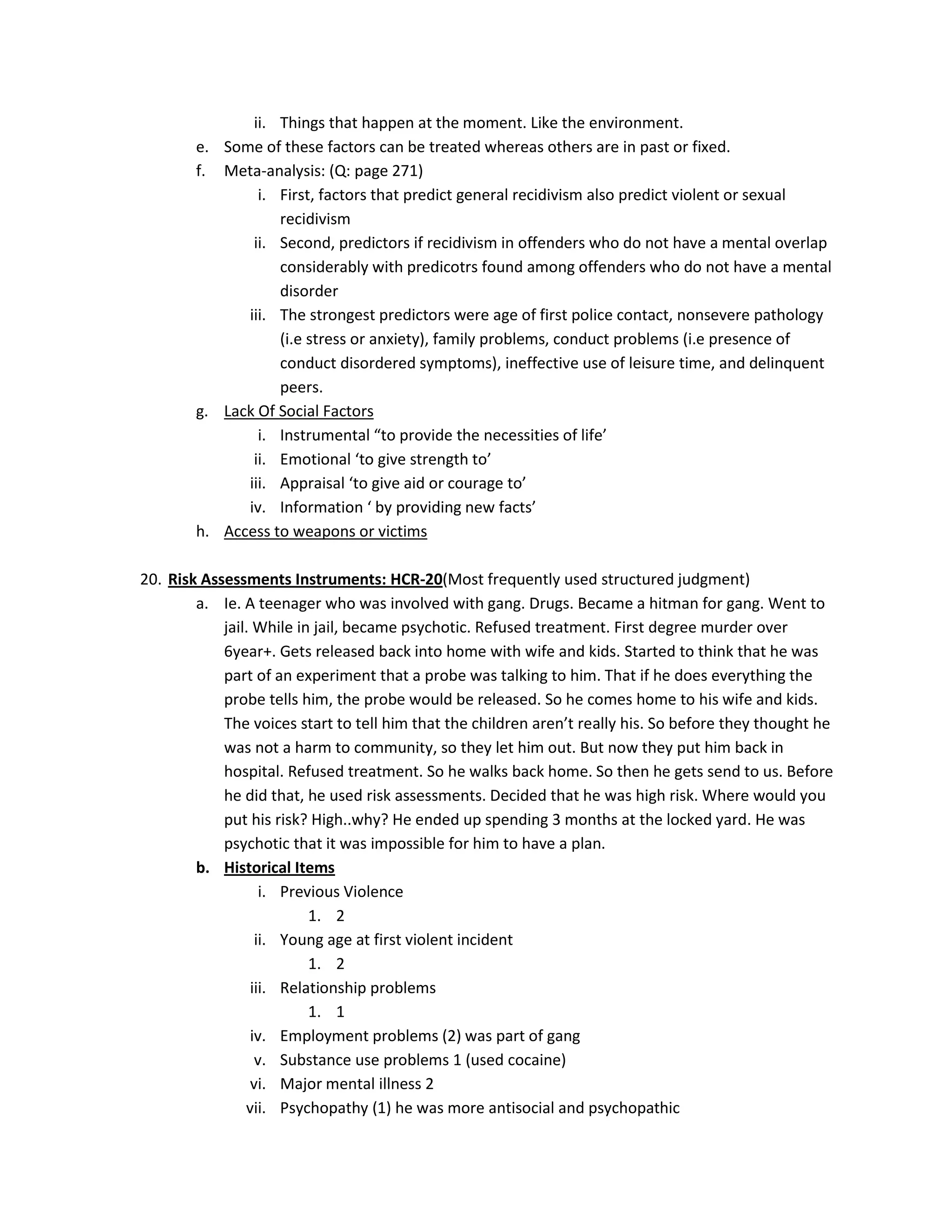 Forensic Psychology: Lecture Notes on Risk Assessment | DOCX