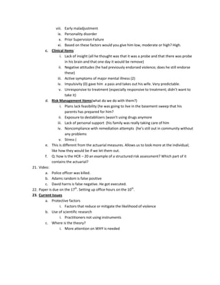 Forensic Psychology: Lecture Notes on Risk Assessment | DOCX