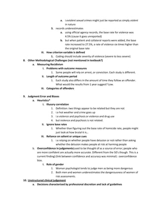 Forensic Psychology: Lecture Notes on Risk Assessment | DOCX