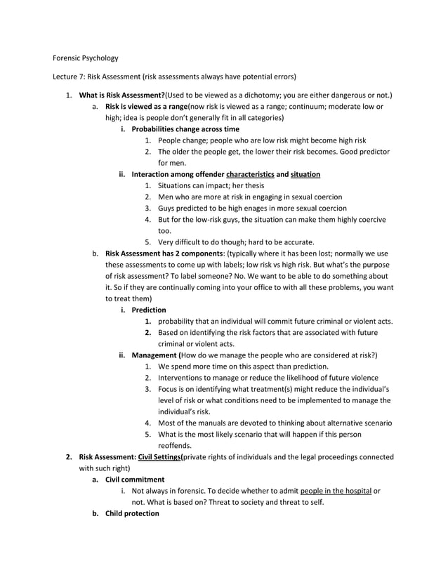 Tai's Forensic Psychology Notes | PDF