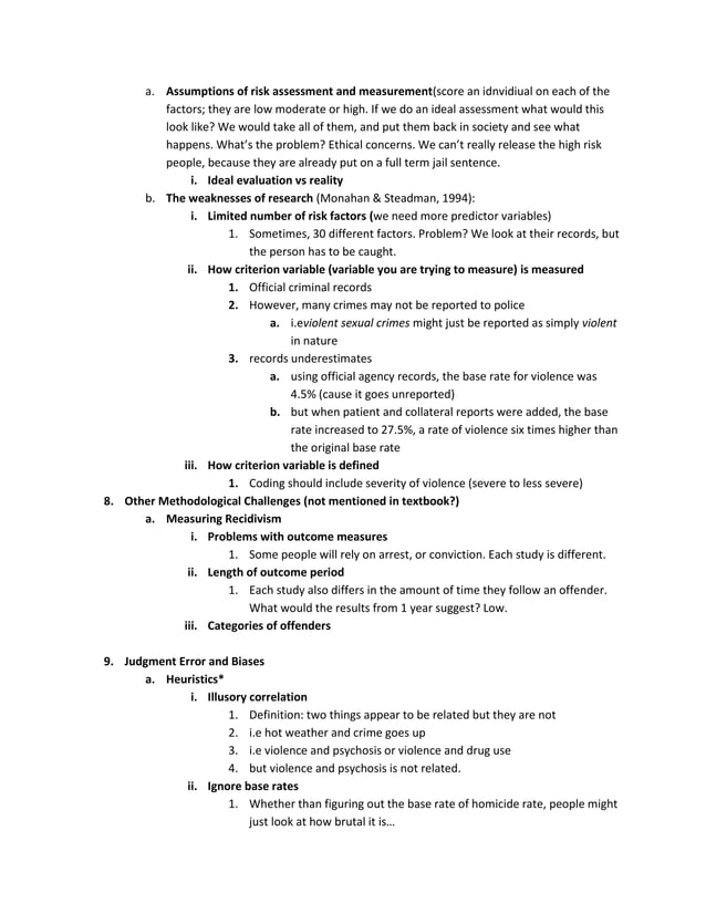 Tai's Forensic Psychology Notes | DOCX | Crime & Harmful Acts to ...