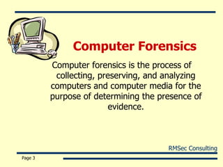 Computer Forensics | PPT | Data Storage and Warehousing | Computing