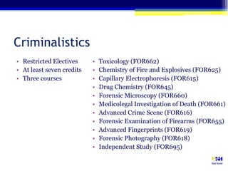 M.S. Forensic Science at the University of New Haven Overview | PPTX
