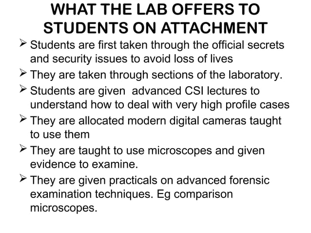 FORENSIC SCIENCE LAB PRESENTATION.pptx.... | PPTX