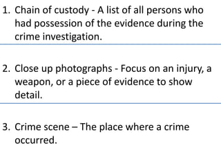 Forensic science vocab unit 2 | PPT