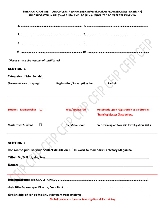 Free Forensics training master class student registration form 2016-17 ...