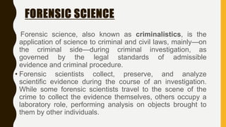 Forensic techniques and crime scene investigation | PPTX