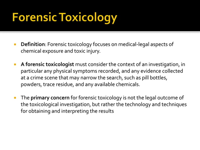 Forensic Toxicology An Introduction | PPTX