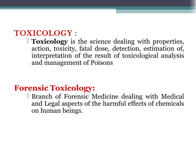 Forensic toxicology Introduction and General Management | PPT ...