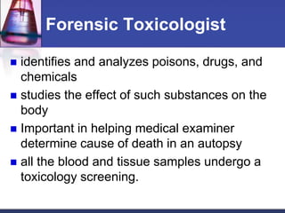 Forensic toxicology & chemical evidence | PPTX | Chemistry | Science