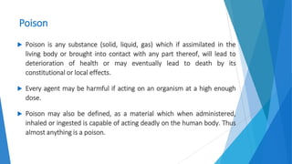 Forensic Toxicology KJC unit-1.pptx Introduction to Poison | PPTX