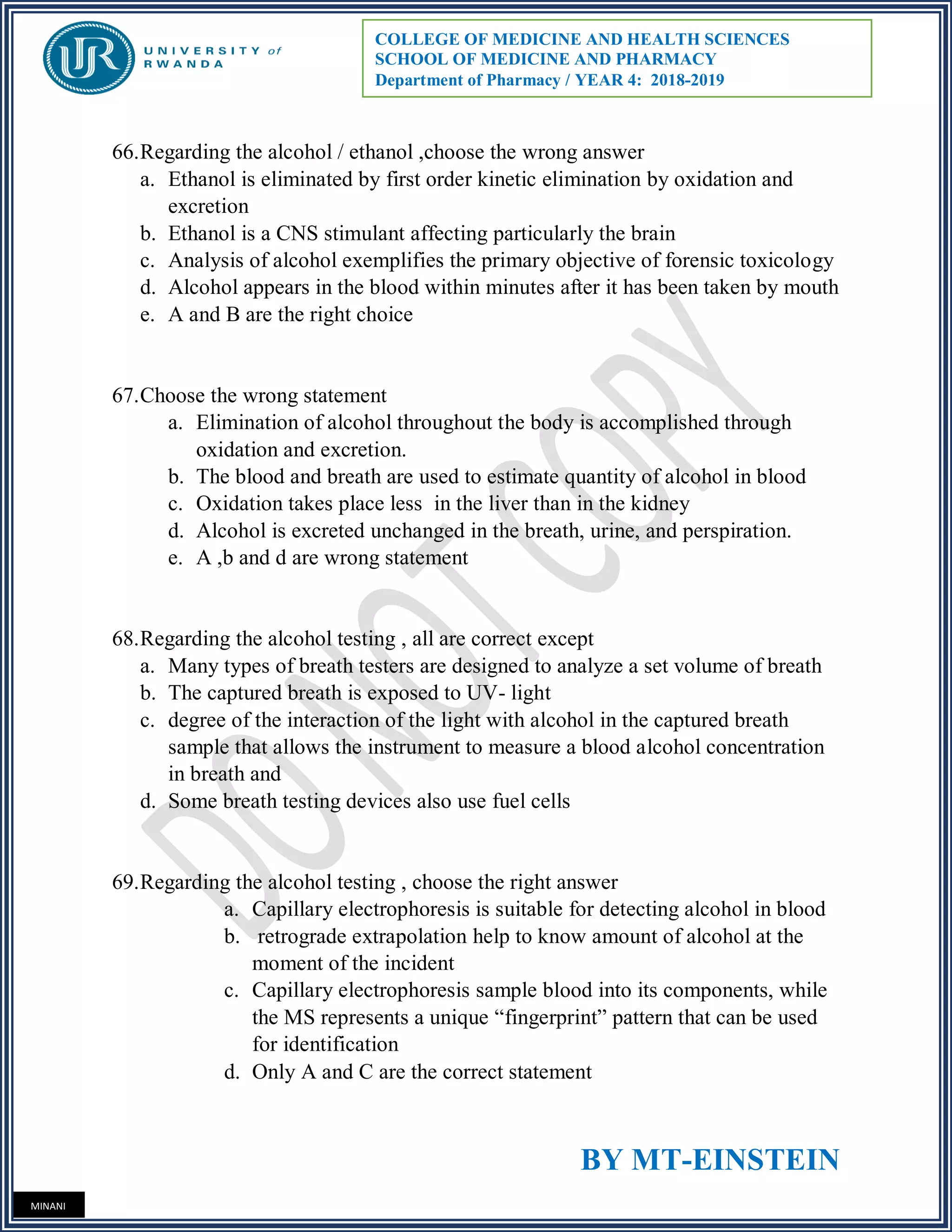 Forensic toxicology mcqs pdf. | PDF