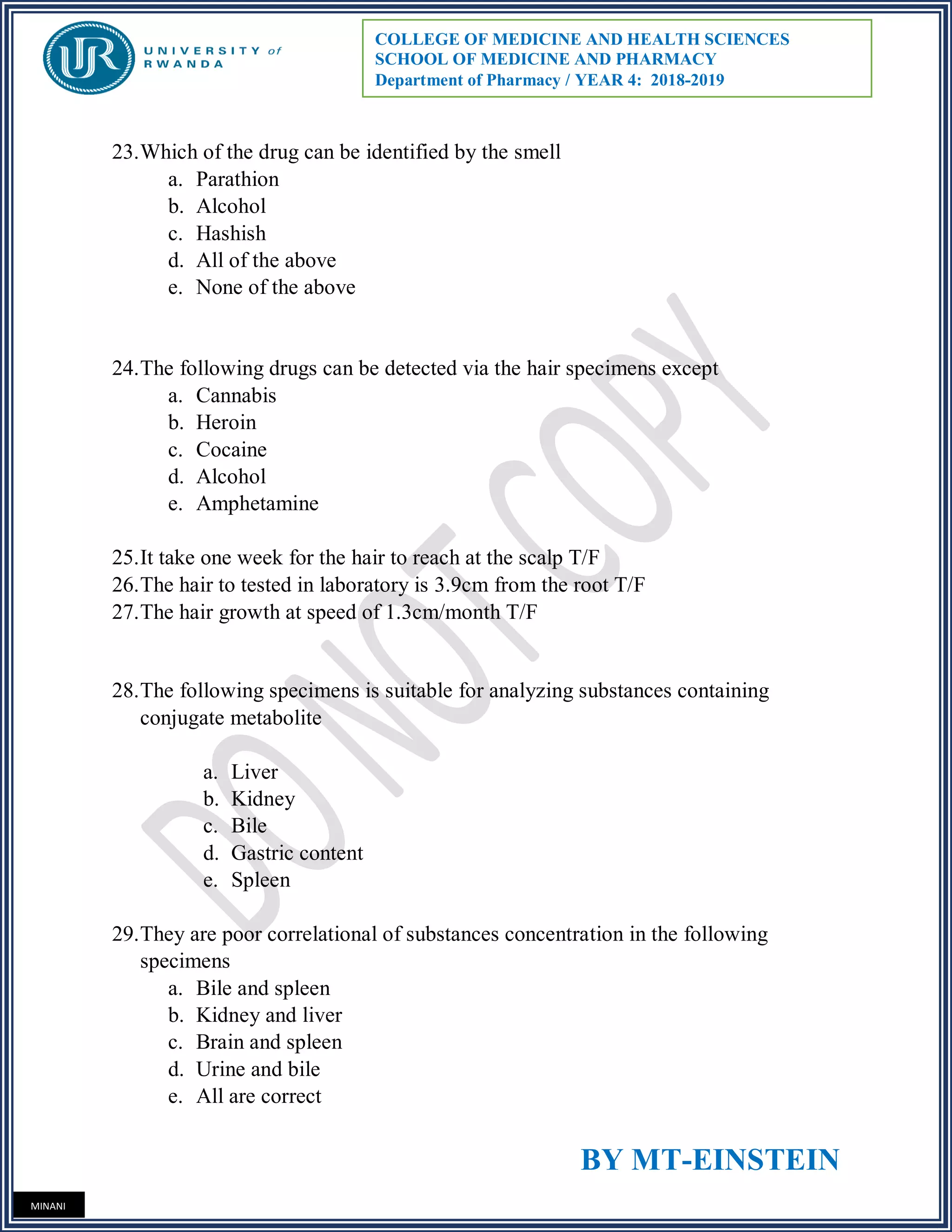 Forensic toxicology mcqs pdf. | PDF