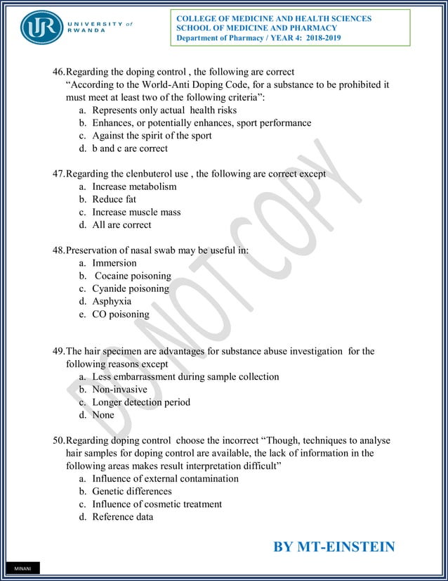 Forensic toxicology mcqs pdf. | PDF