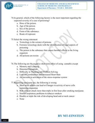 Forensic toxicology mcqs pdf. | PDF