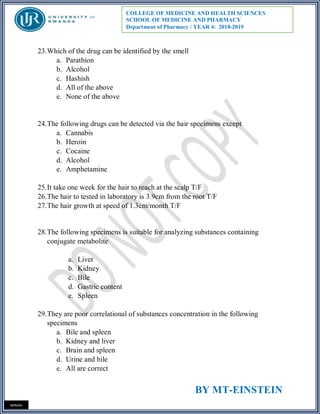 Forensic toxicology mcqs pdf. | PDF