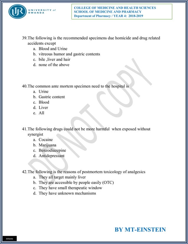 Forensic toxicology mcqs pdf. | PDF