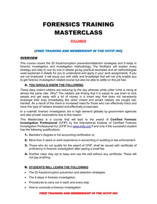 Forensic training masterclass syllabus | PDF