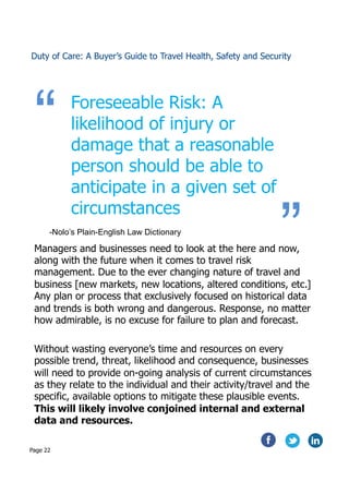 Duty of Care and Travel Risk Management: Foreseeable Risk | PDF