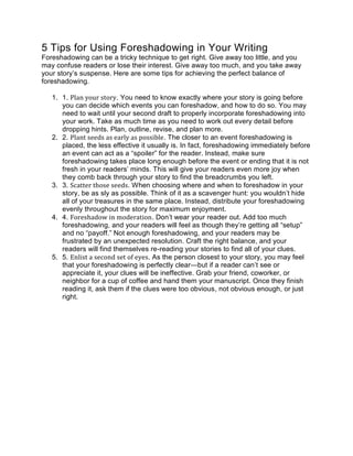 Foreshadowing.docx | Fiction | Books and Literature