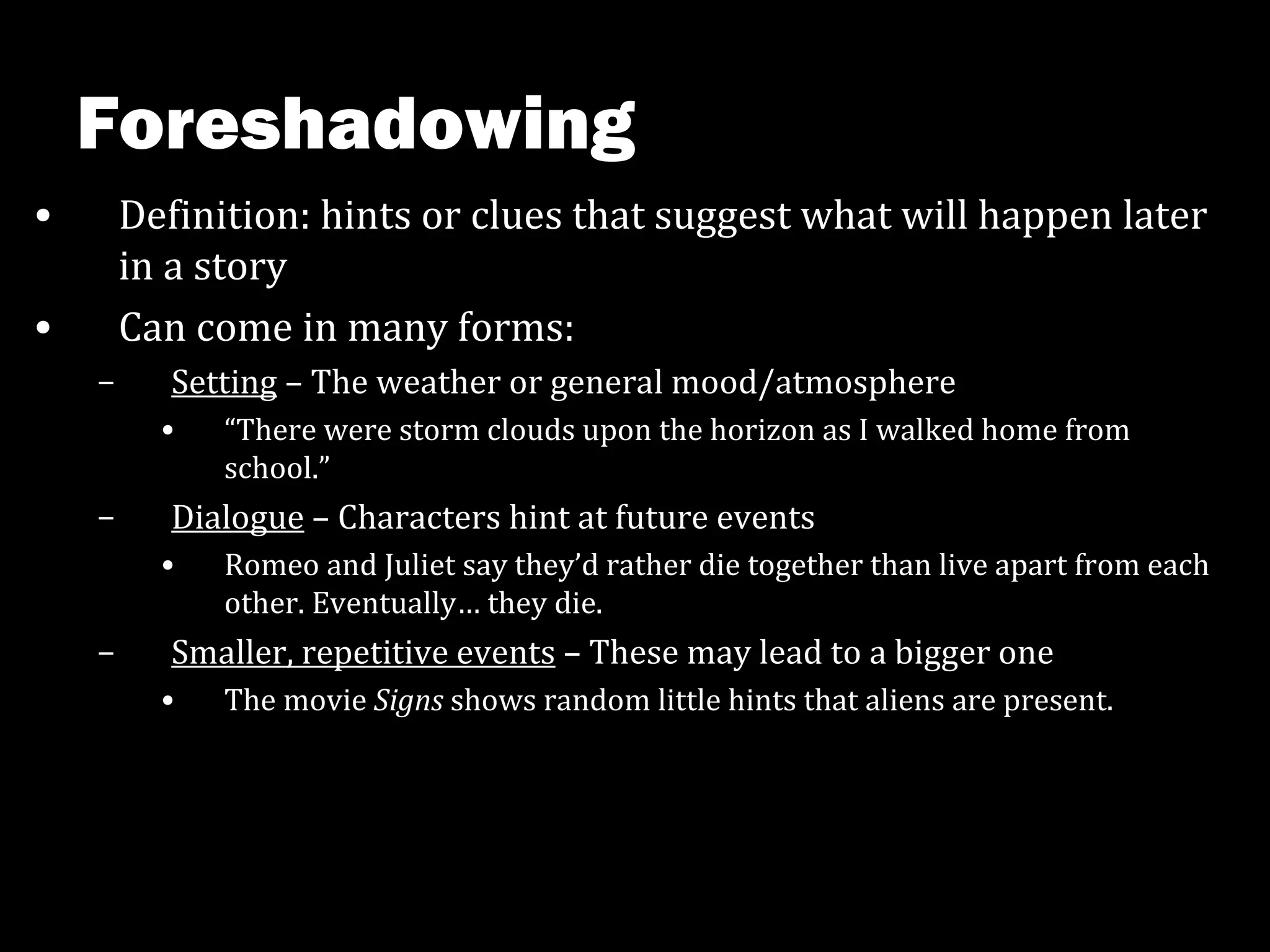 Literary terms - Foreshadowing, Protagonist, and Antagonist | PPT