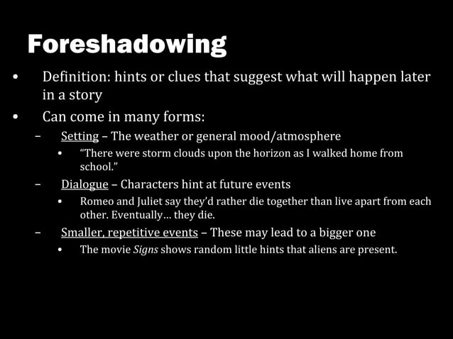 Literary terms - Foreshadowing, Protagonist, and Antagonist | PPT