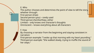 foreshadowing, flashback, and point of view in a fiction.pptx