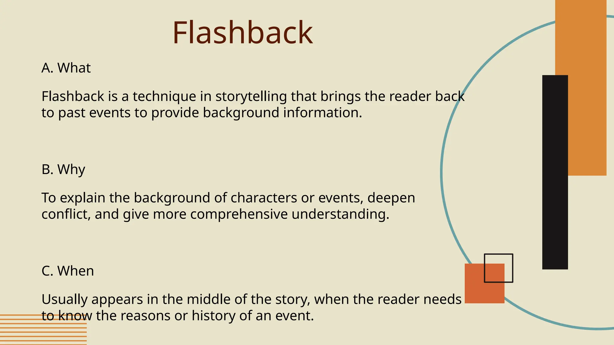 foreshadowing, flashback, and resolutin in a fiction.pptx