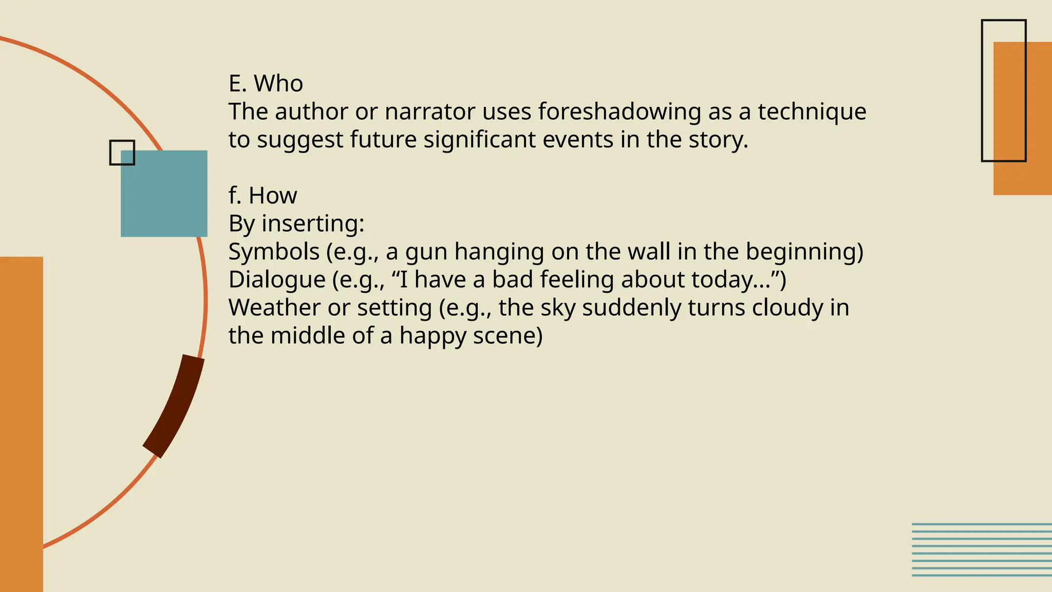 foreshadowing, flashback, and resolutin in a fiction.pptx