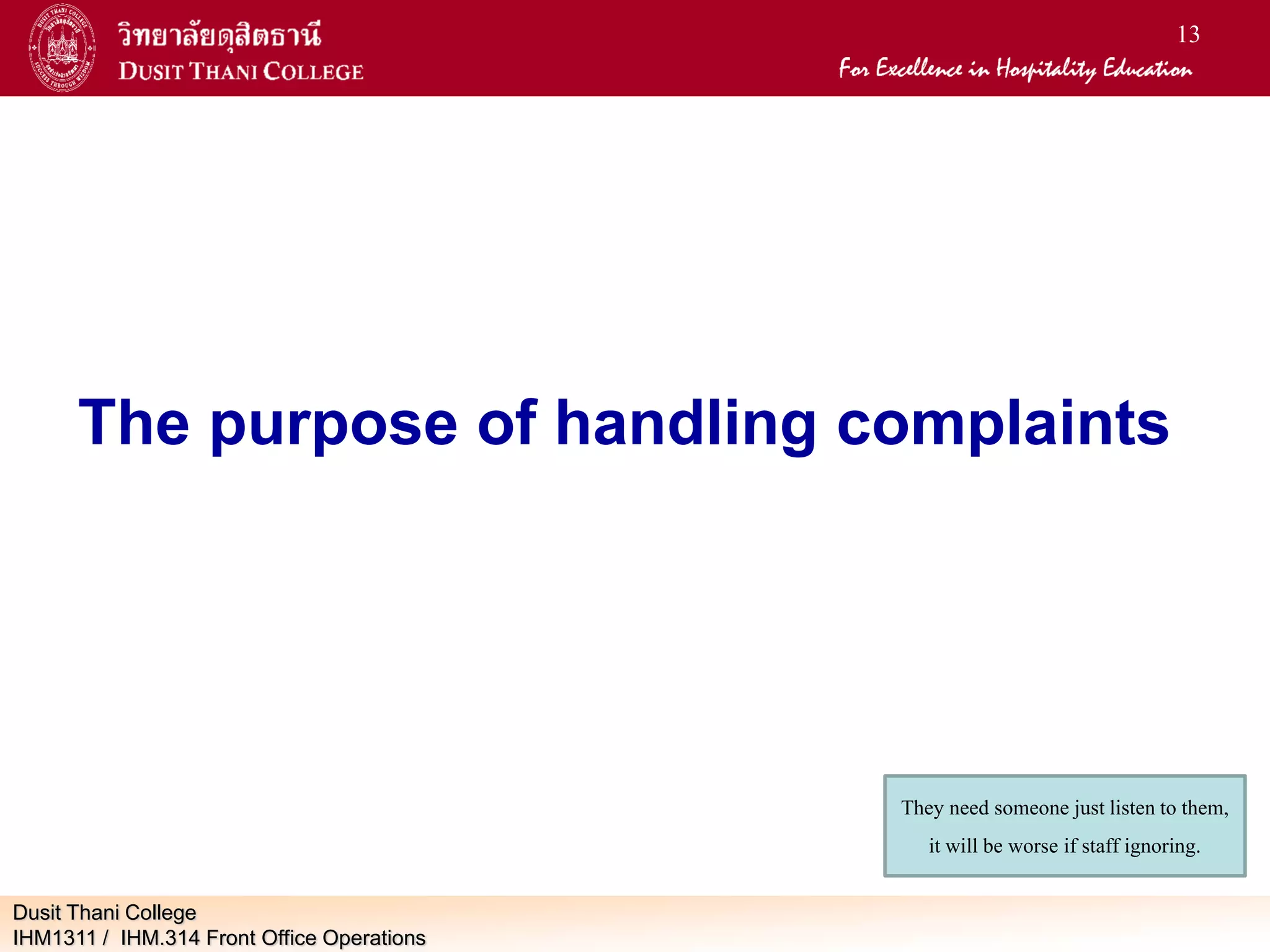 FO responsibilities and complaint handling | PPT