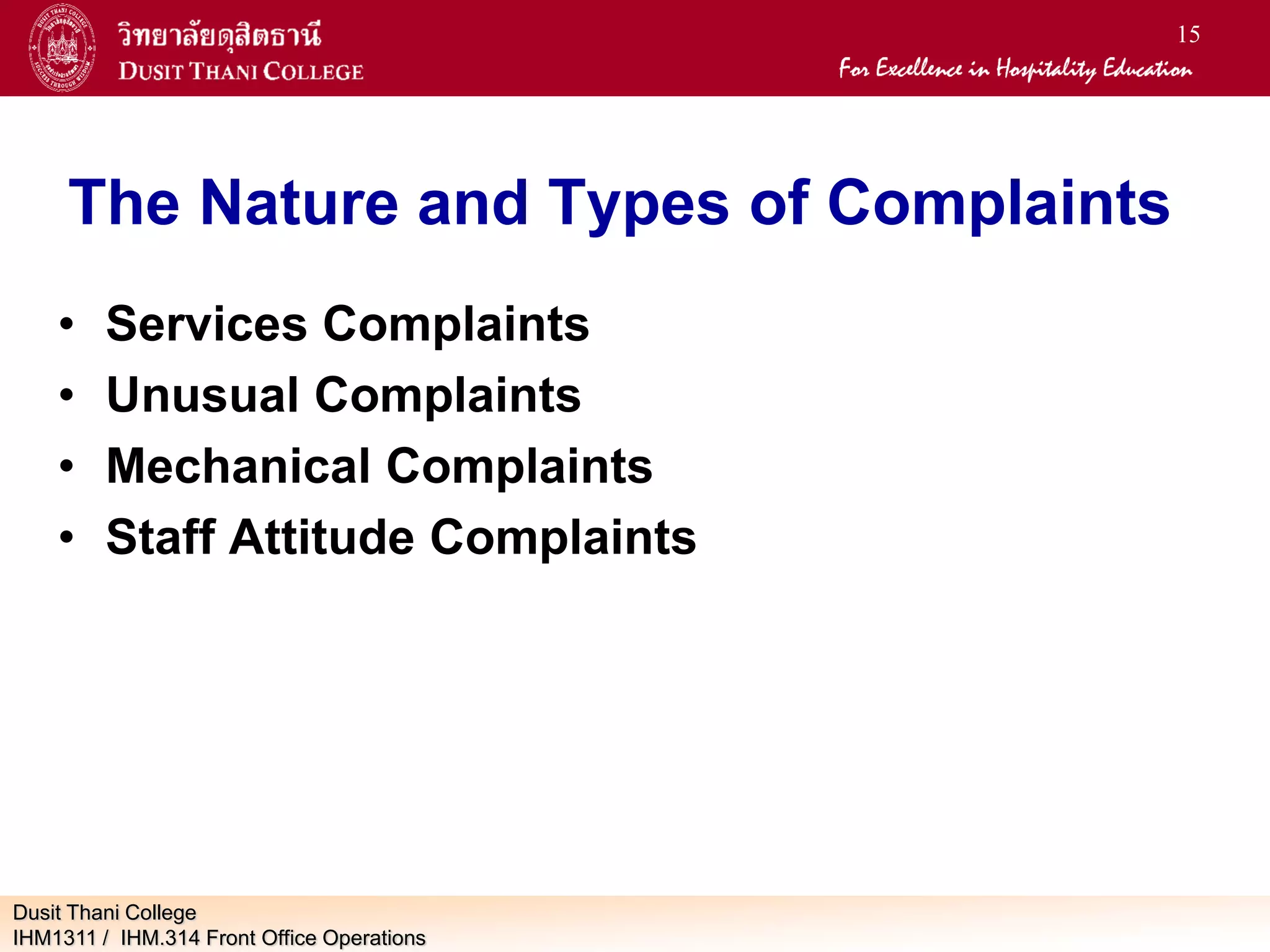 FO responsibilities and complaint handling | PPT